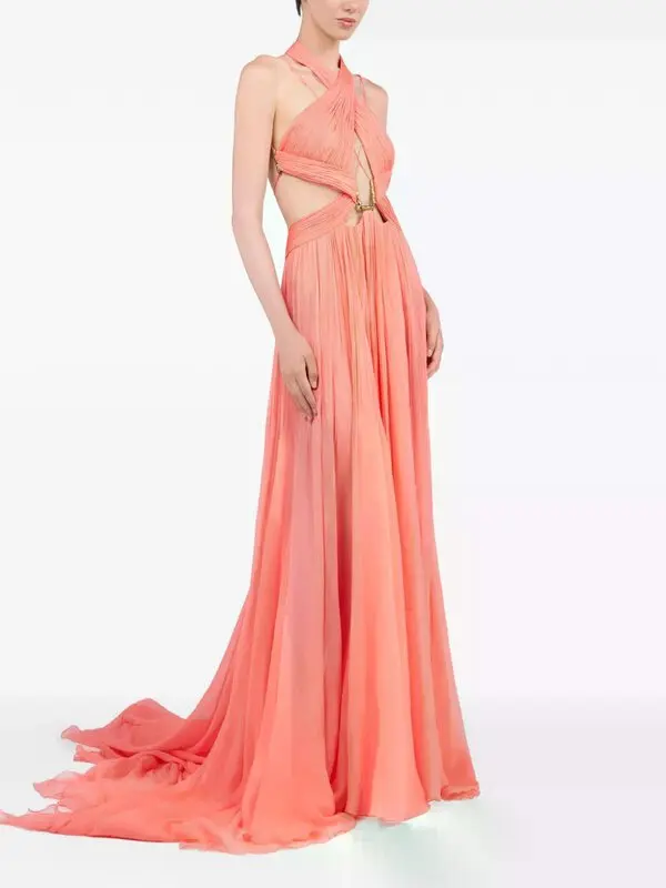 Roberto Cavalli Pleated Maxi Dress - Pink
