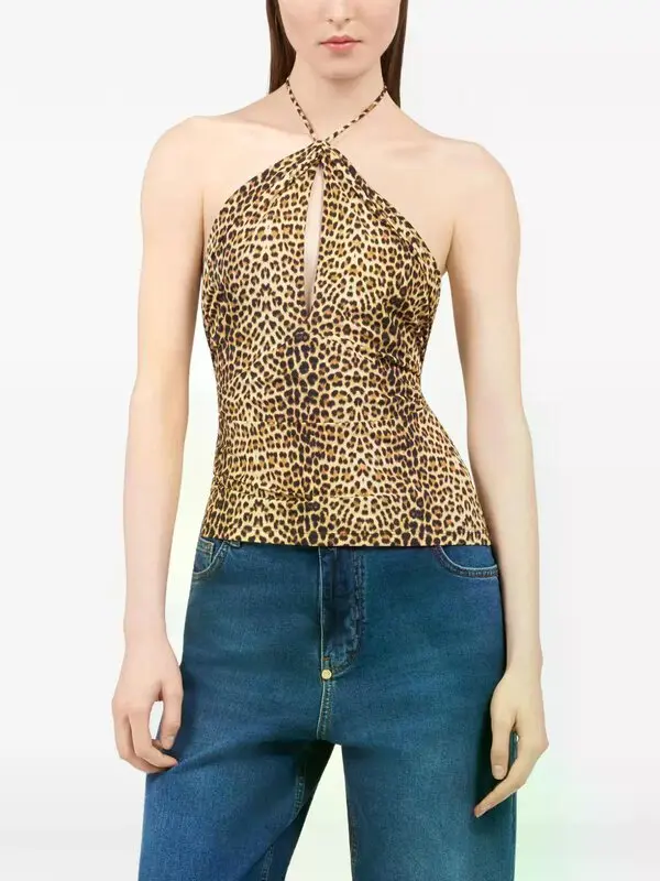 Roberto Cavalli Halterneck Animal-print Top