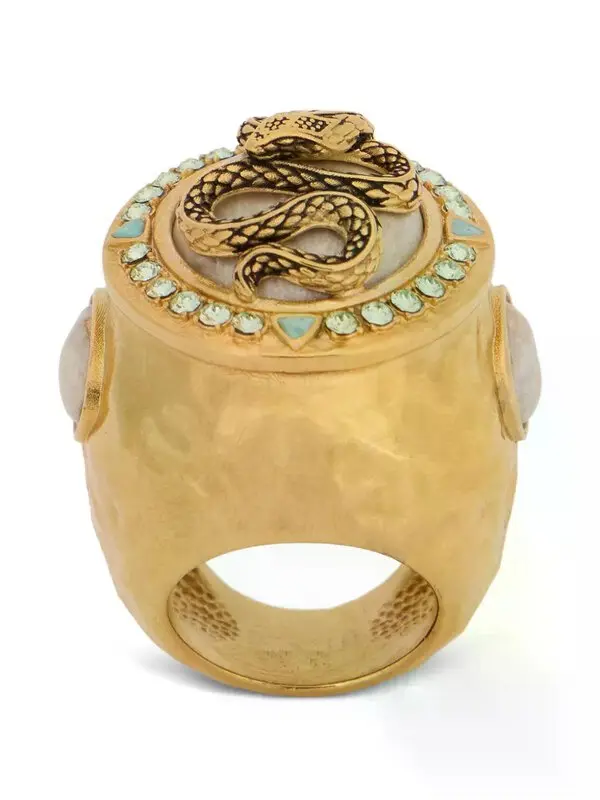 Roberto Cavalli Snake And Gemstone Ring - Gold