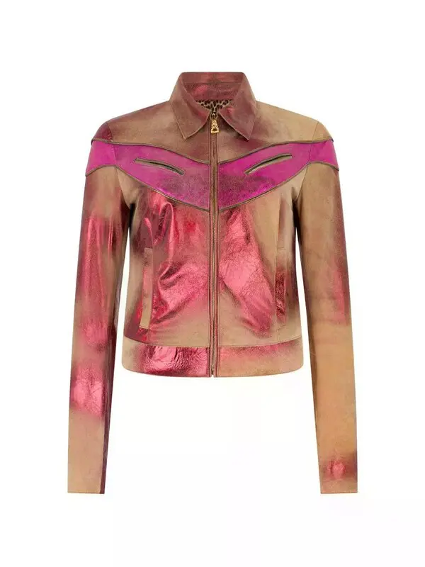 Roberto Cavalli Metallic-finish Leather Jacket