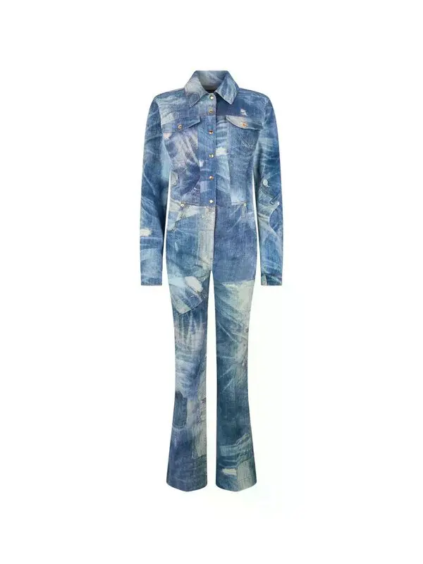 Roberto Cavalli Patchwork-effect Denim Jumpsuit - Blue