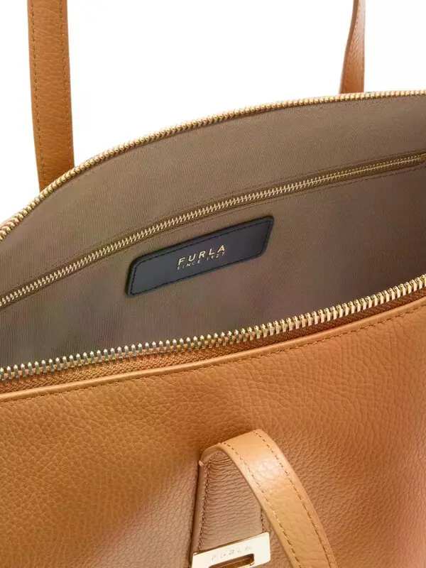 Furla Olivia Tote Bag In Grained Leather - Neutrals