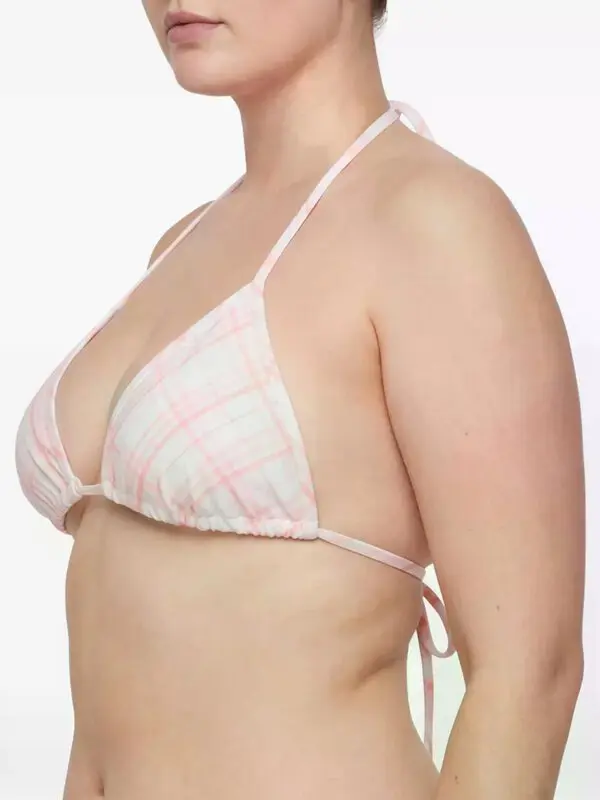 Burberry Checked Bikini Top - White