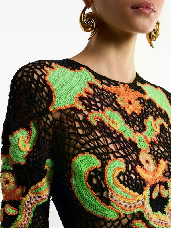 etro crochet dress ETRO Fringed crochet-knit dress