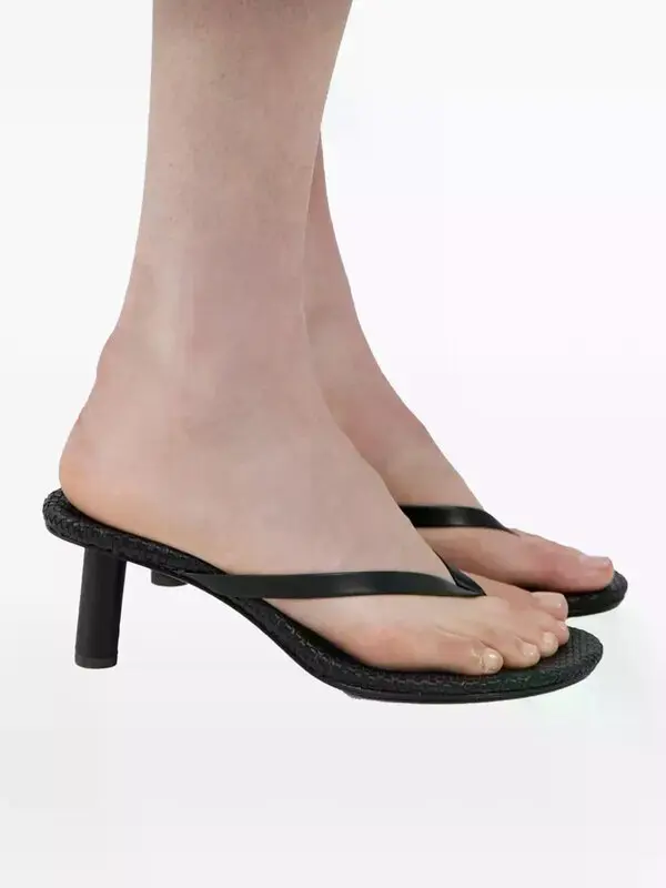 ST. AGNI Woven Thong Heeled Sandals - White