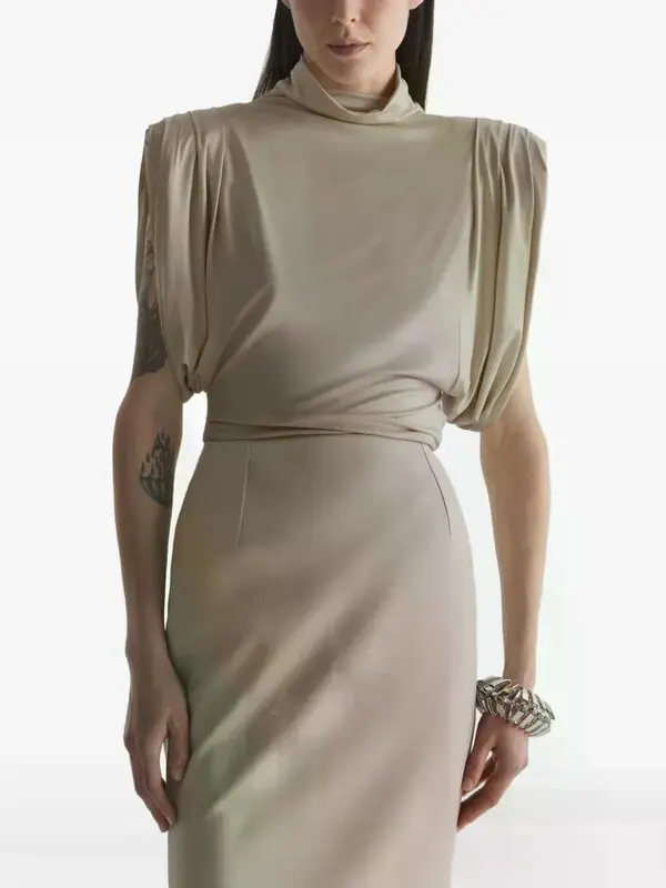 MUGLER Jersey Blouse - Neutrals