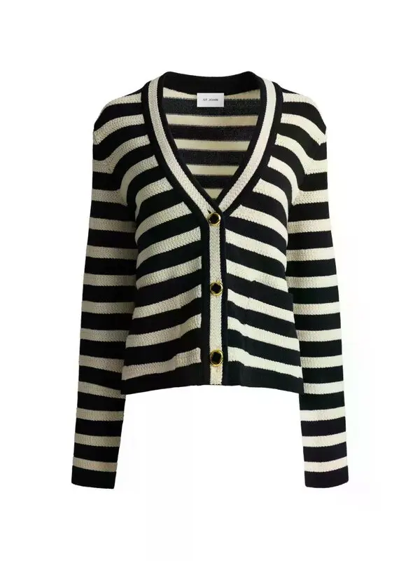 St. John Stripe Knit V-neck Cardigan