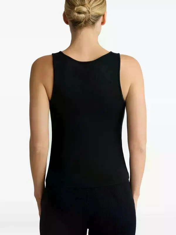 St. John Ribbed Knit Tank Top With Logo Detail - Black