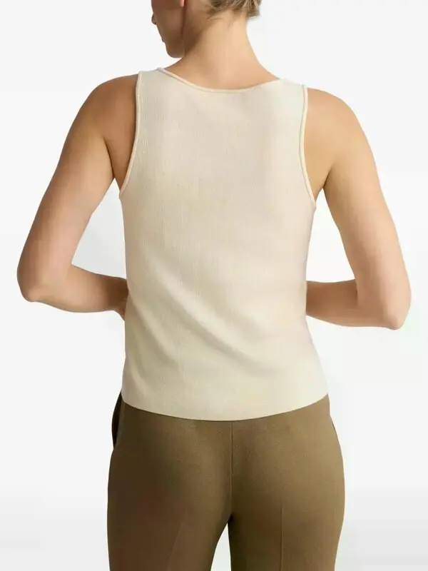 St. John Silk Knit Scoop Neck Sleeveless Top - Neutrals