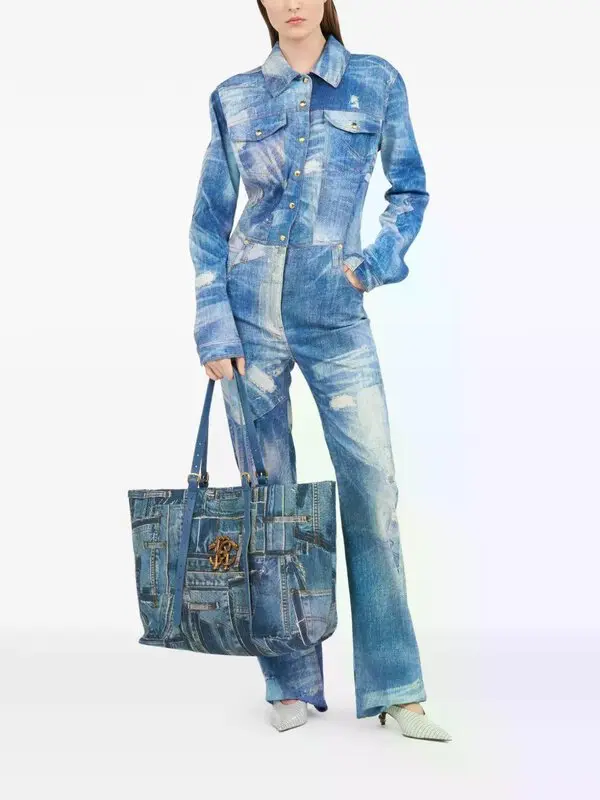 Roberto Cavalli Patchwork-effect Denim Jumpsuit