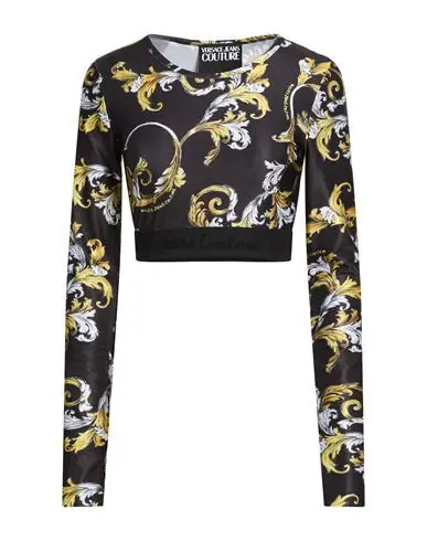 Versace Cropped Signature Print Top - Black
