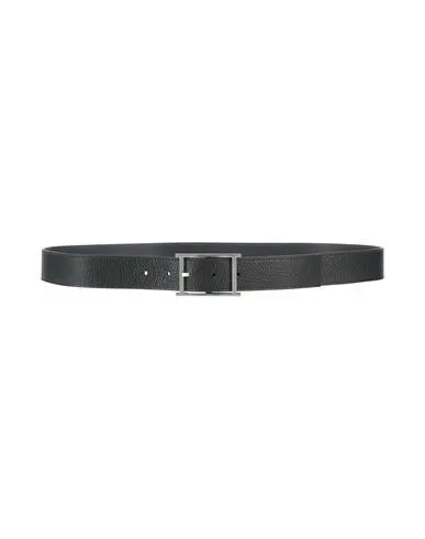 Armani Exchange Pebbled-leather Belt With Logo - Black