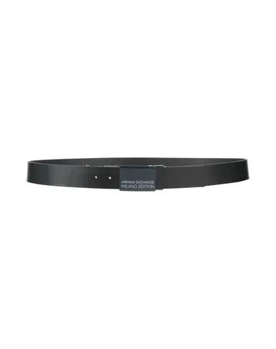Armani Exchange Leather Belt With Brand Logo - Black