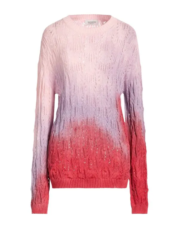 LANEUS Crochet-knit Tie-dyed Cotton Sweater