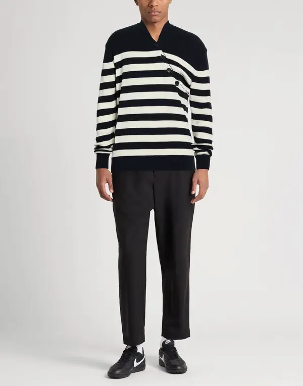 LANEUS Striped V-neck Cotton Sweater
