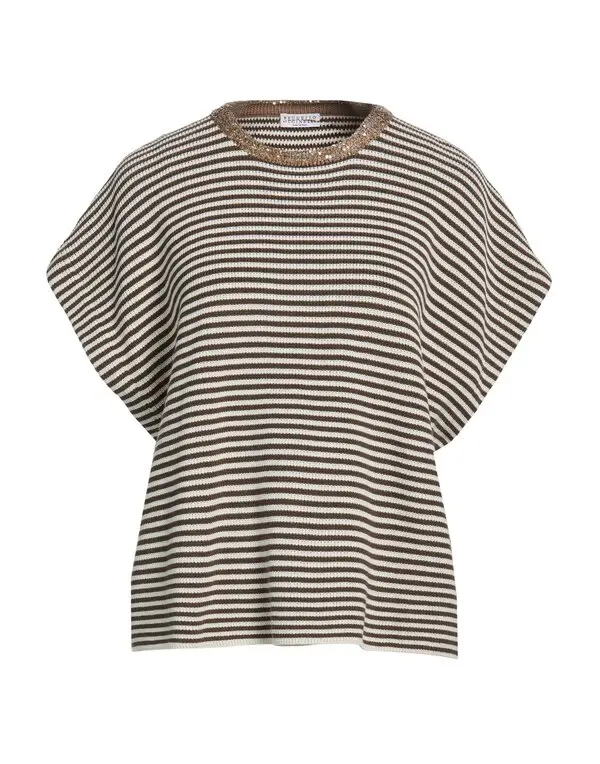 Brunello Cucinelli Striped Sequined Crewneck Sweater