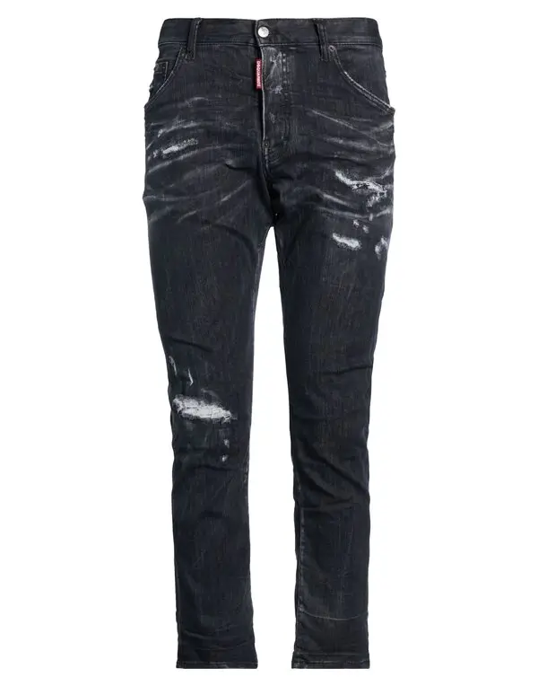 Dsquared2 Tapered Jeans With Leather Detailing - Black