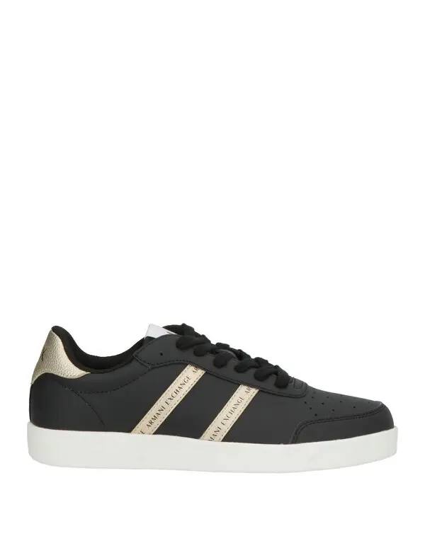 Armani Exchange Low Top Sneakers With Metallic Detail - Black