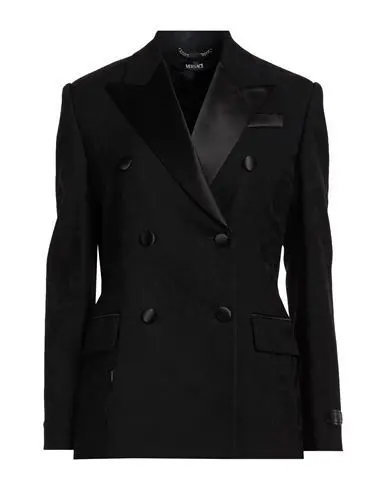 Versace Double-breasted Blazer In Wool With Jacquard Pattern And Satin Trims