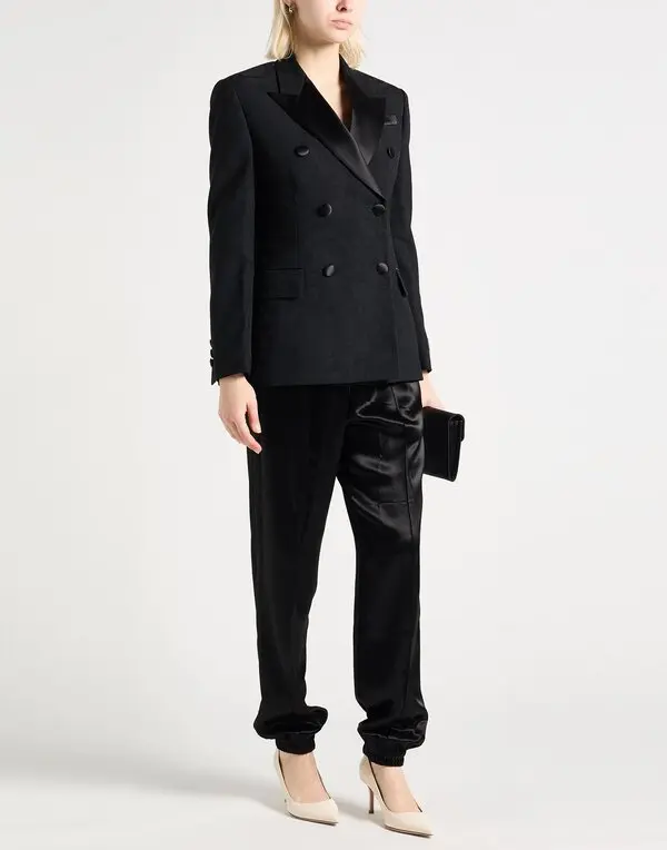 Versace Double-breasted Blazer In Wool With Jacquard Pattern And Satin Trims