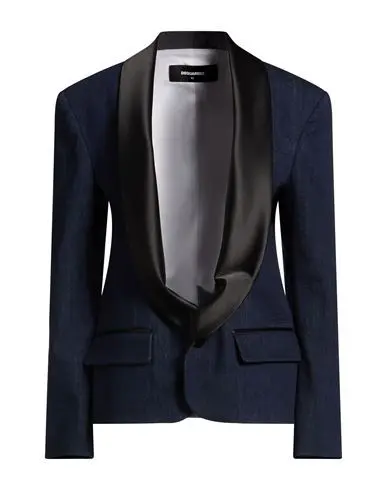Dsquared2 Single-breasted Two-tone Denim Blazer With Satin Trims
