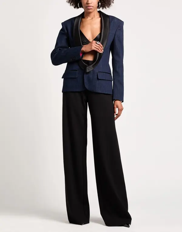 Dsquared2 Single-breasted Two-tone Denim Blazer With Satin Trims