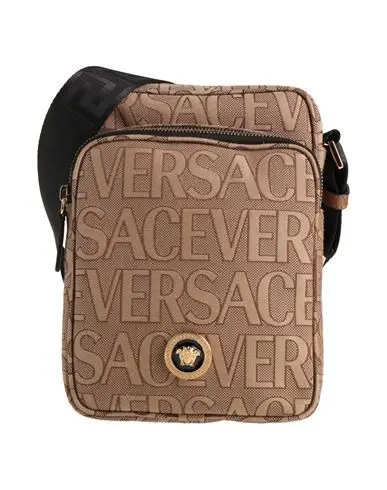 Versace Jacquard Crossbody Bag With Logo And Adjustable Strap - Brown