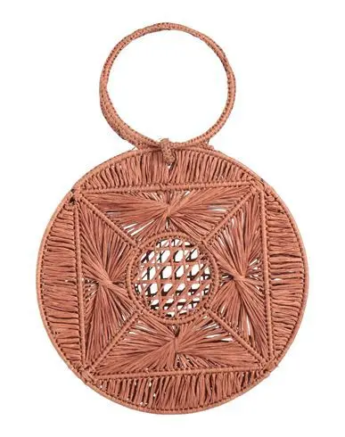 High Natural Raffia Handbag - Brown