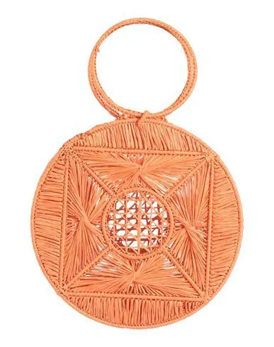 High Natural Raffia Handbag - Orange