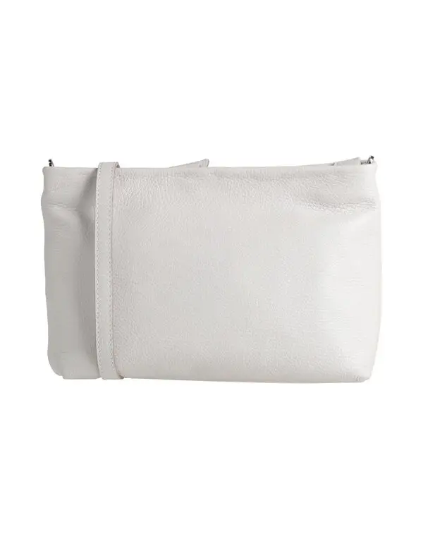 GIANNI CHIARINI Pebbled Leather Crossbody Bag With Detachable Strap - Light Grey