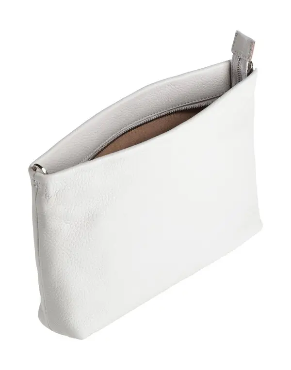 GIANNI CHIARINI Pebbled Leather Crossbody Bag With Detachable Strap - Light Grey