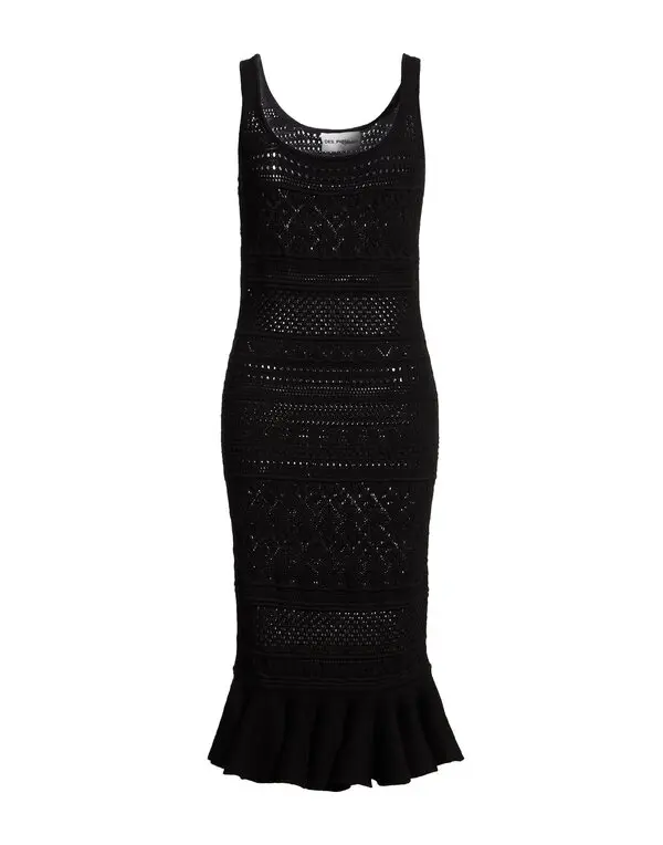 DES_PHEMMES Knitted Bodycon Midi Dress - Black