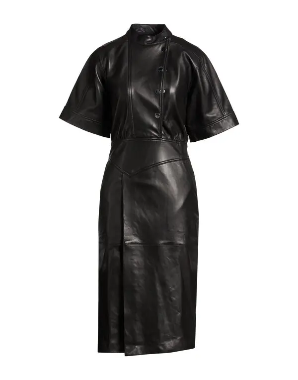 Ba&Sh Lambskin Leather Midi Dress In Black - 42% Off | Editorialist