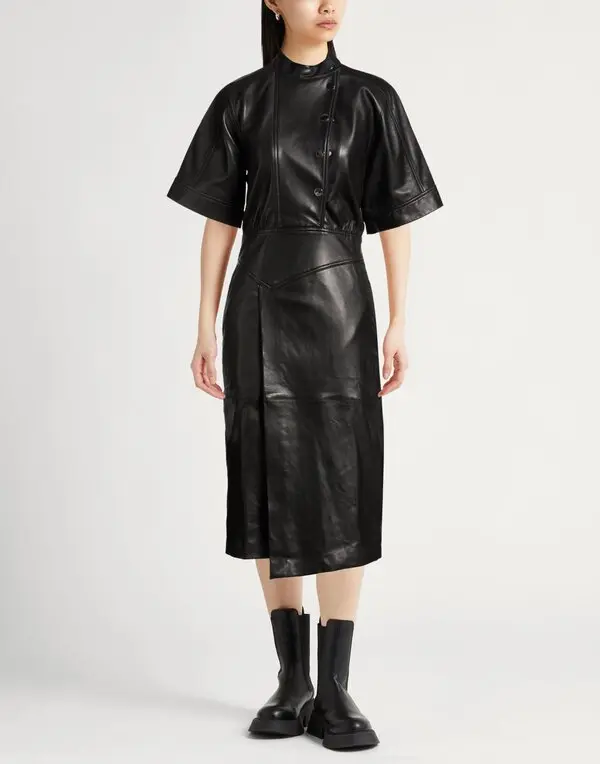 Ba&sh Midi Lambskin Dress
