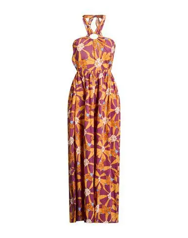 Antik Batik Floral Print Shirred Maxi Dress - Orange