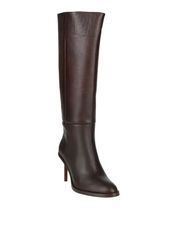 Ba&sh Chocolate Leather Stiletto Boots