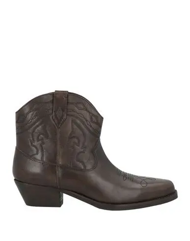 Ba&sh Leather Cowboy Ankle Boots - Dark Brown