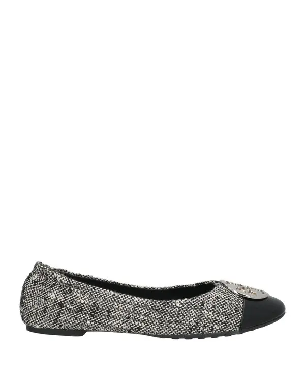 Tory Burch Twill Ballet Flats With Leather Lining And Patent Leather Trim