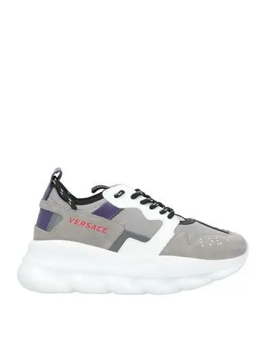 Versace Chunky Sneakers With Suede And Mesh Detailing - Grey
