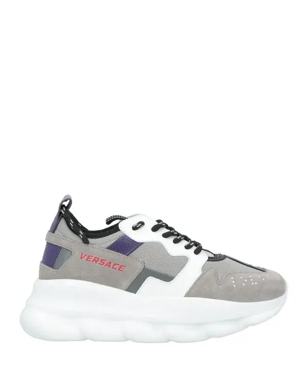 Versace Chunky Sneakers With Suede And Mesh Detailing - Grey