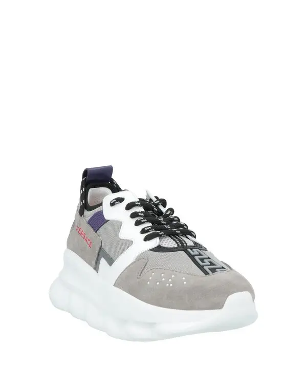 Versace Chunky Sneakers With Suede And Mesh Detailing - Grey