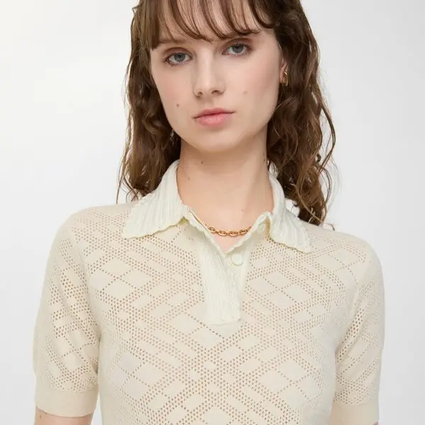 Burberry Check Wool Silk Polo Shirt