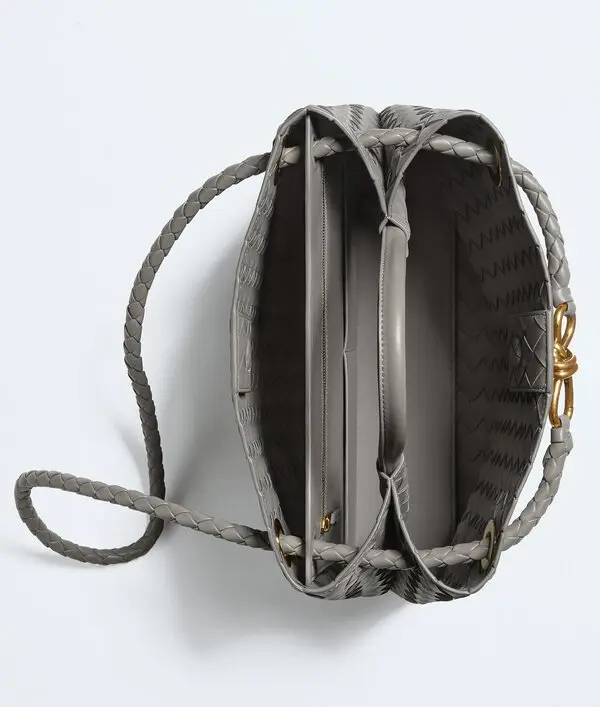 Bottega Veneta Intrecciato Leather Andiamo Top Handle Bag - Basalt