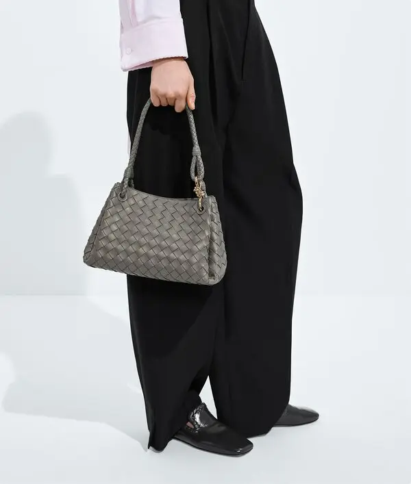 Bottega Veneta Intrecciato Leather Shoulder Bag - Basalt