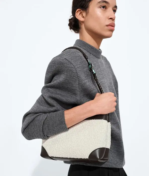 Bottega Veneta Small Andiamo Top Handle Bag - White/espresso