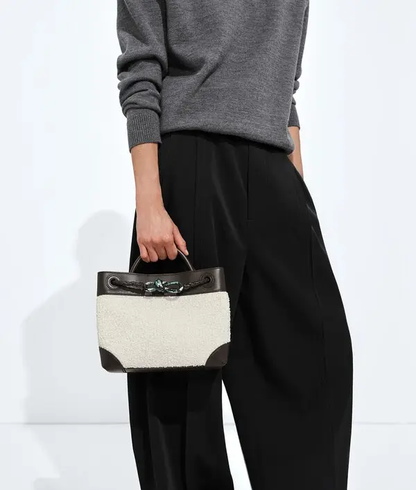 Bottega Veneta Small Andiamo Top Handle Bag - White/espresso
