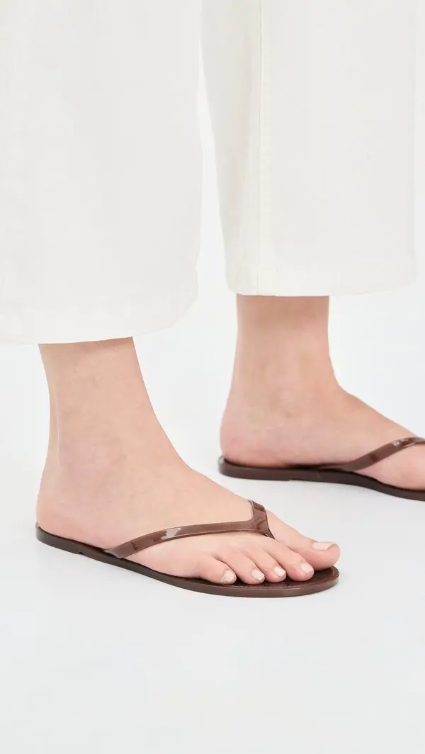 BLACK SUEDE STUDIO Crystal Jelly Flip Flops - Chestnut