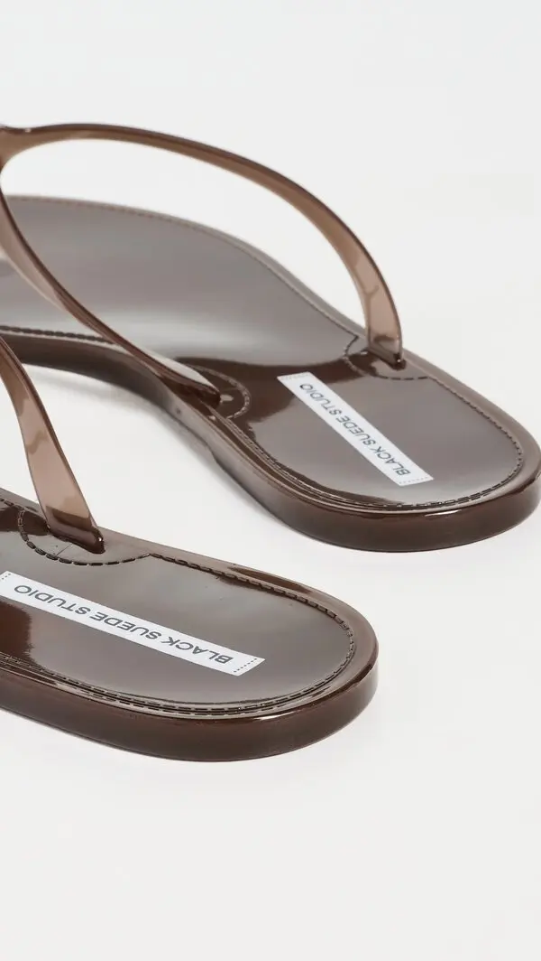 BLACK SUEDE STUDIO Crystal Jelly Flip Flops - Chestnut