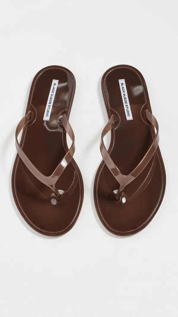 BLACK SUEDE STUDIO Crystal Jelly Flip Flops - Chestnut
