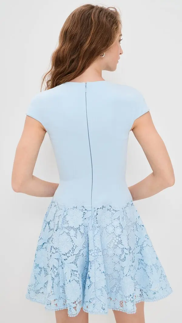 SELF-PORTRAIT Crepe Lace Mini Dress - Blue